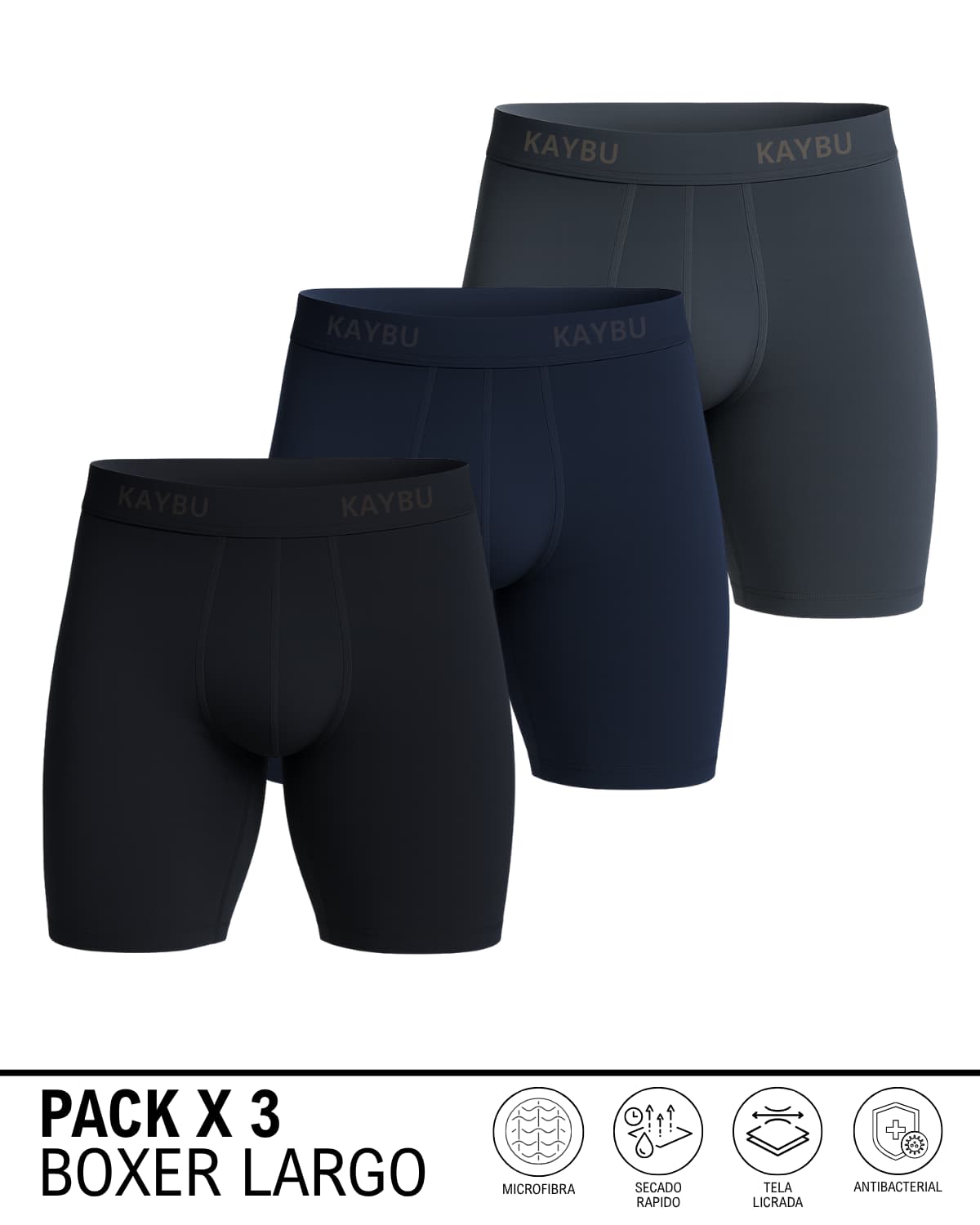 PACK X3 Boxer Fit Largo de Licra Premium | KBMEN RF.362